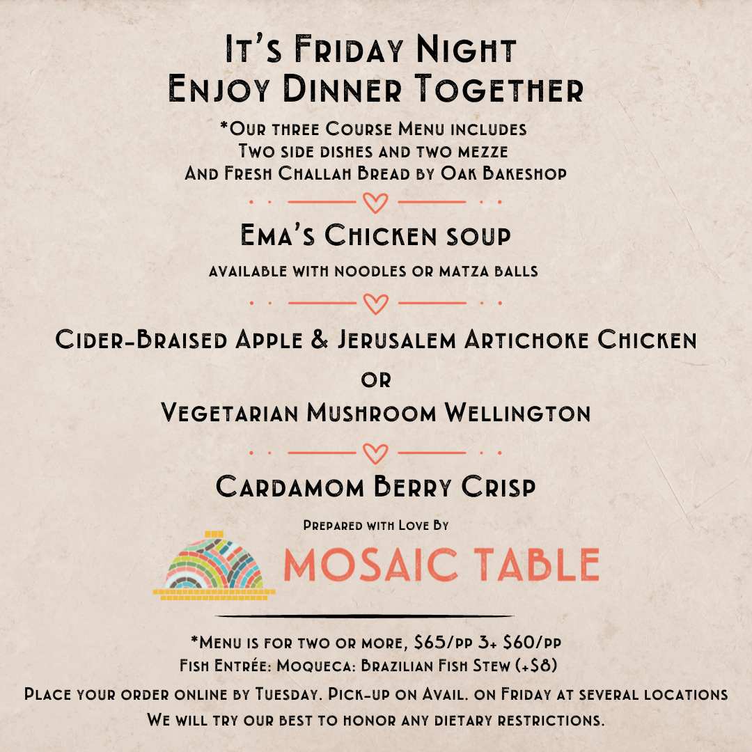 Special Friday Dinner Menu | MOSAIC TABLE